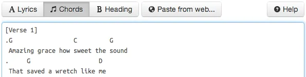 Chord chart formatting